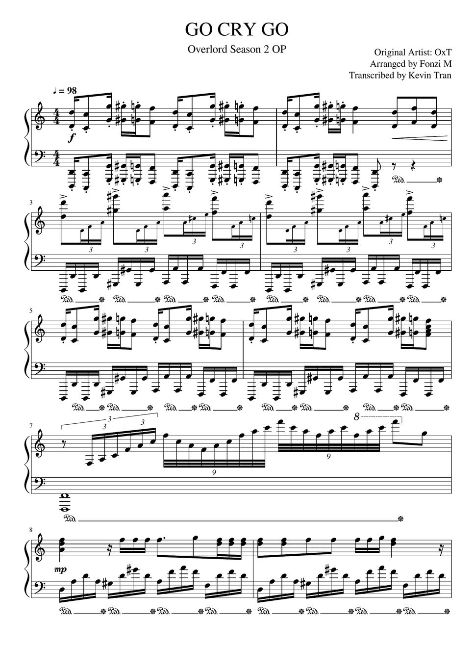 OxT - Overlord Season 2 OP - "GO CRY GO" Sheet by Fonzi M