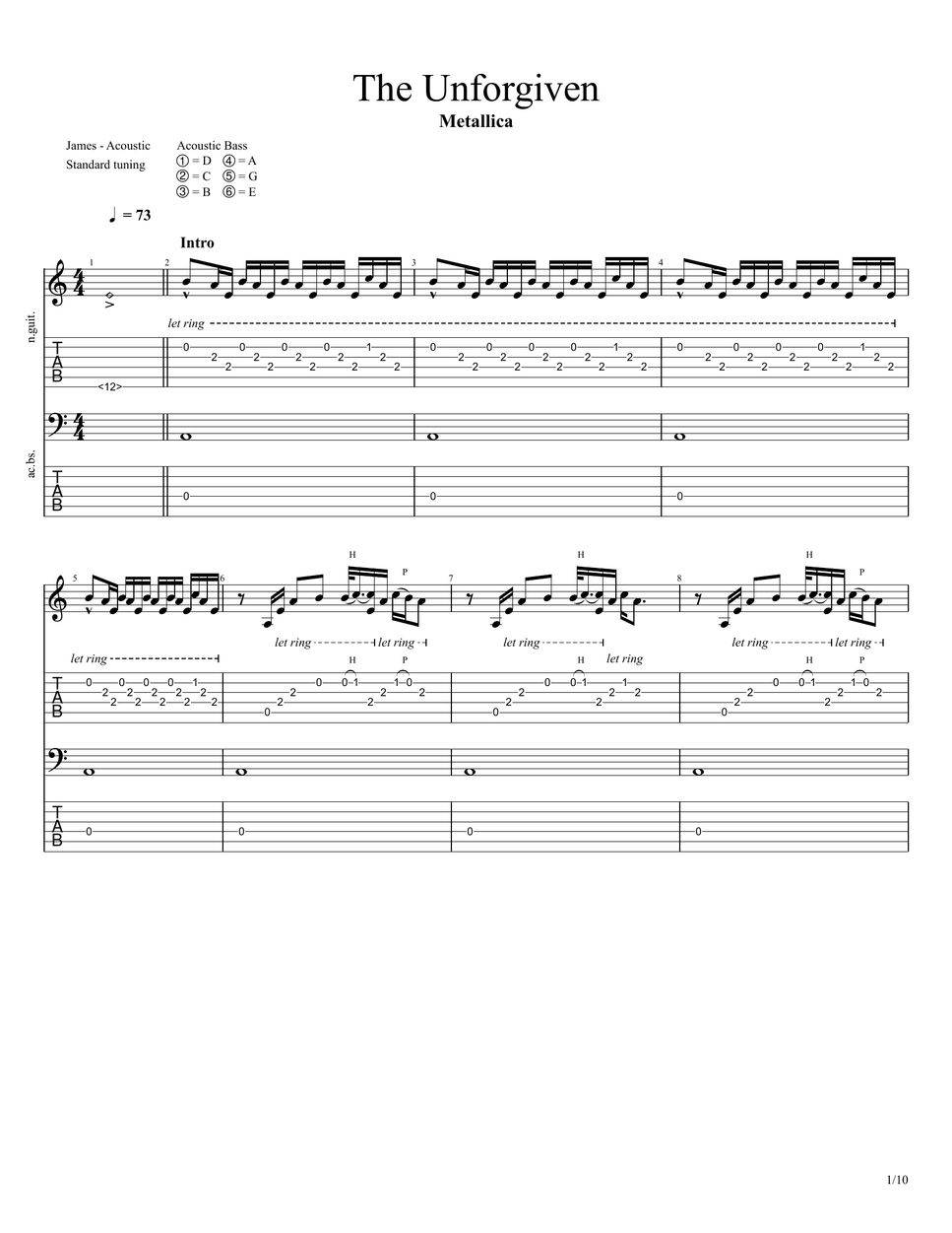 Metallica - Unforgiven 타브 by Ivan