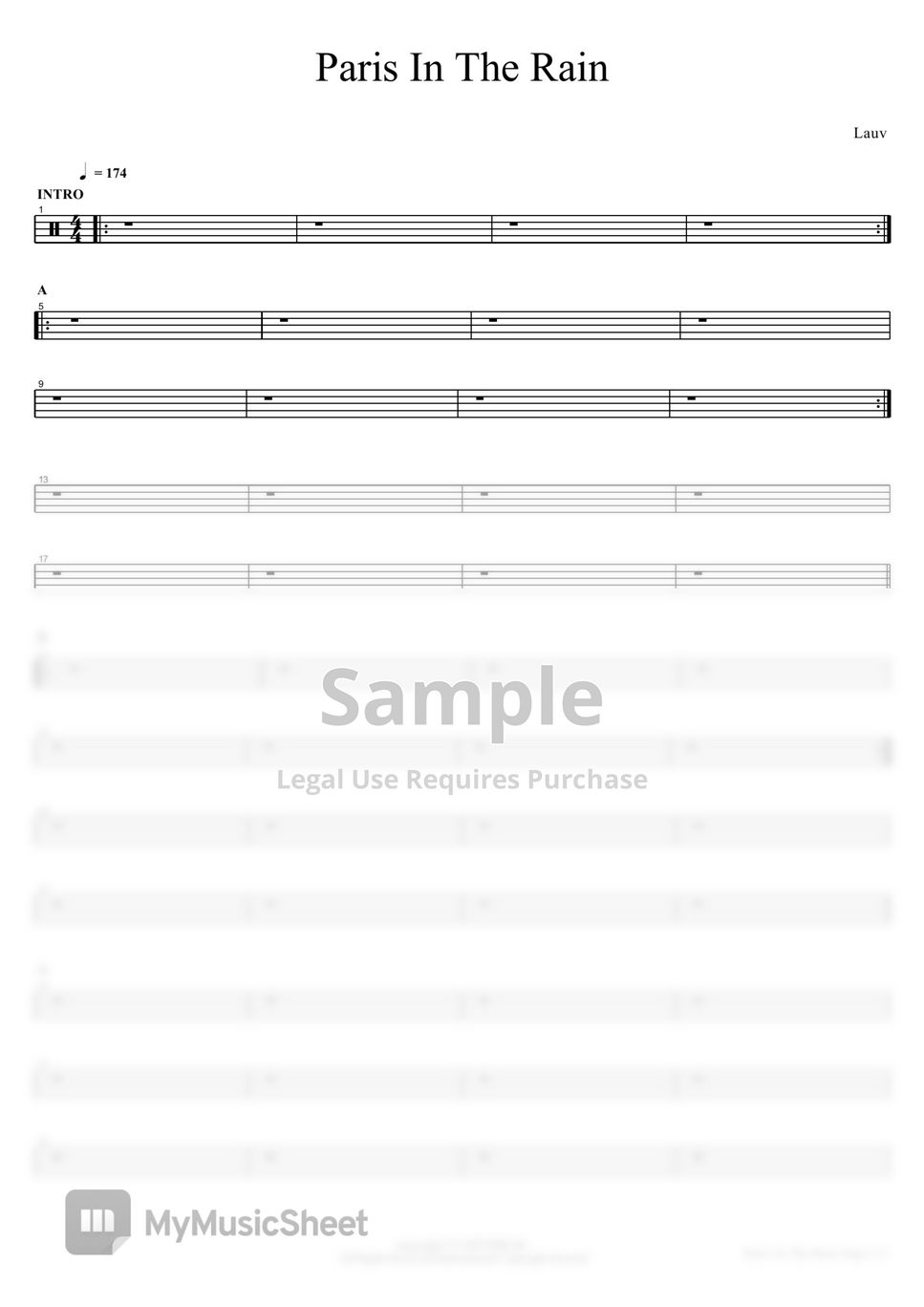 Lauv - Paris In The Rain Sheet Music by COPYDRUM
