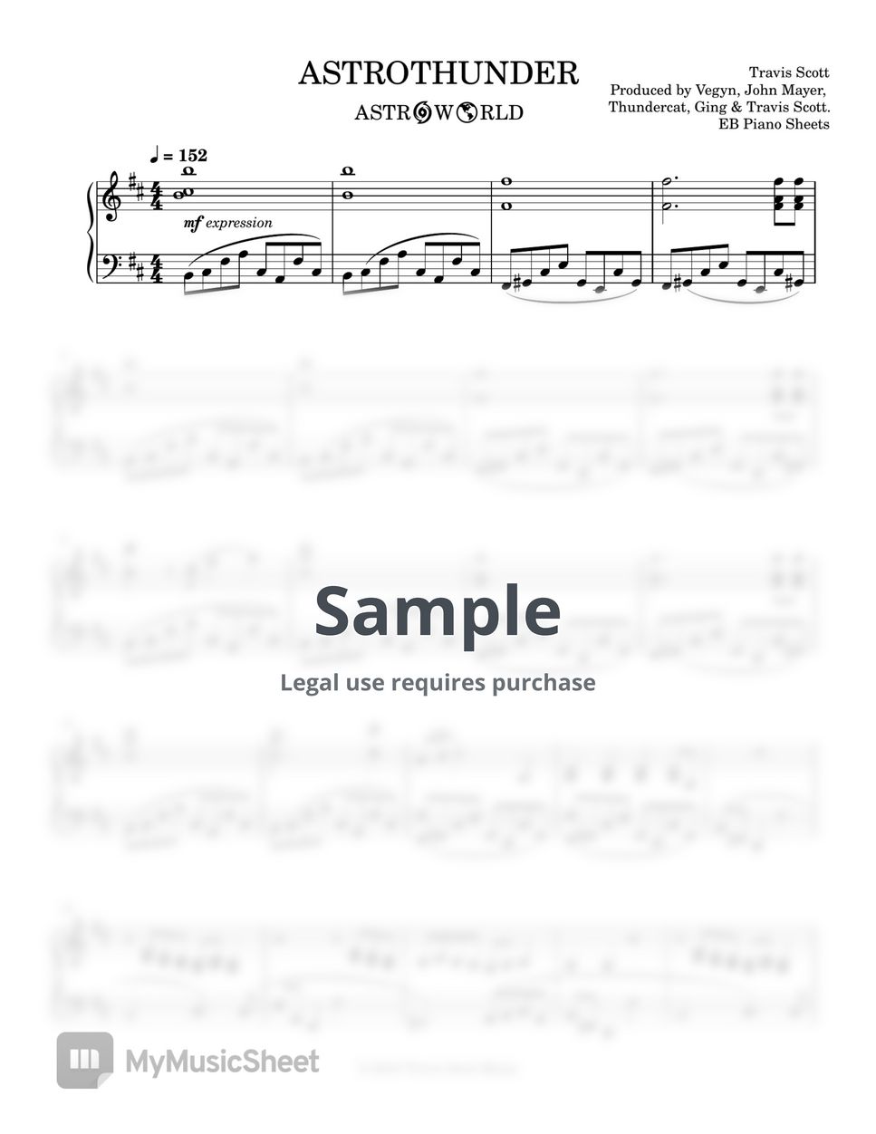 Travis Scott - ASTROTHUNDER Sheet Music by EB Piano Sheets