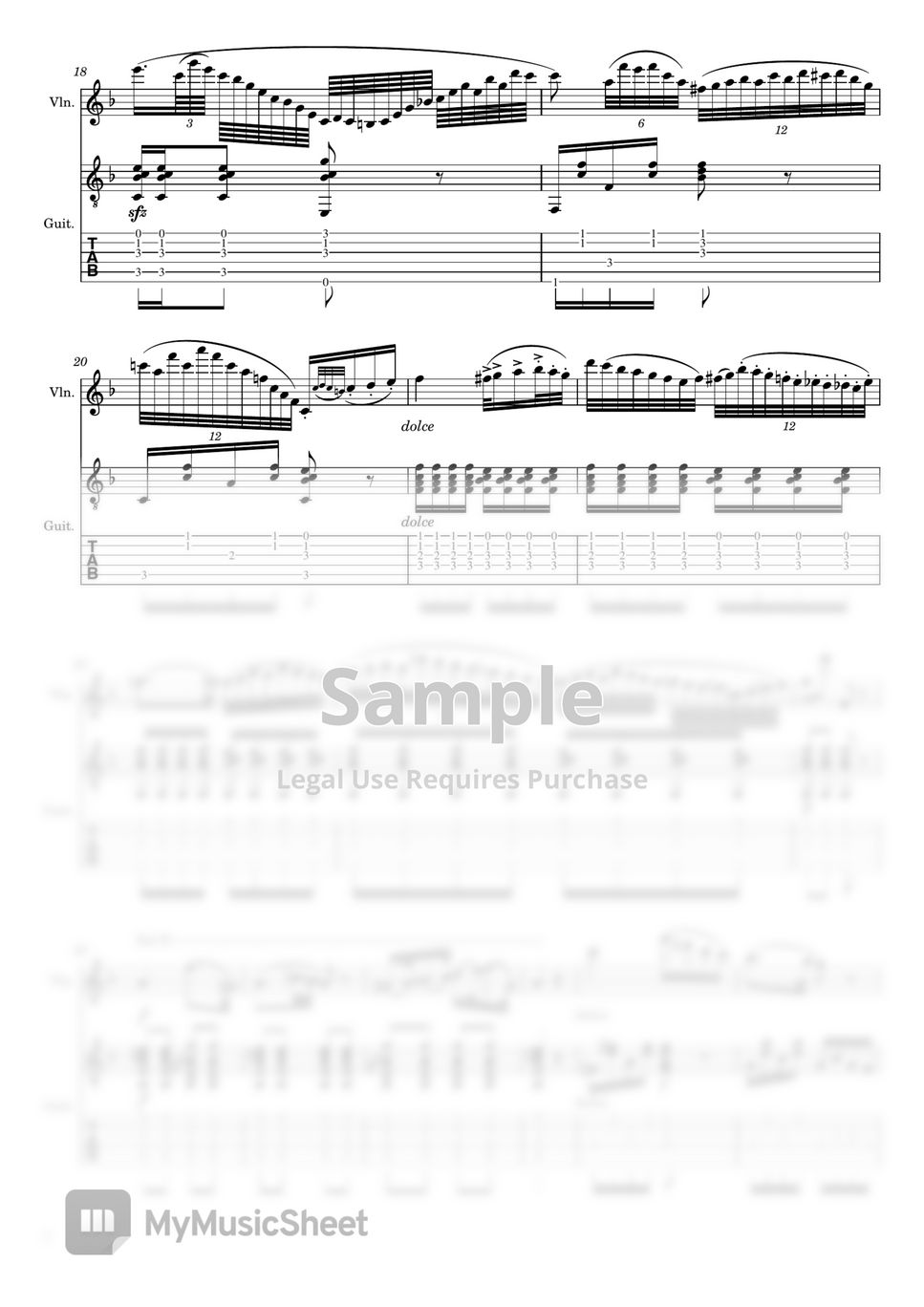 Niccolò Paganini - Paganini 6 Sonatas for Violin and Guitar Op.2 No.3 (Violin Guitar Duet) Tab ...
