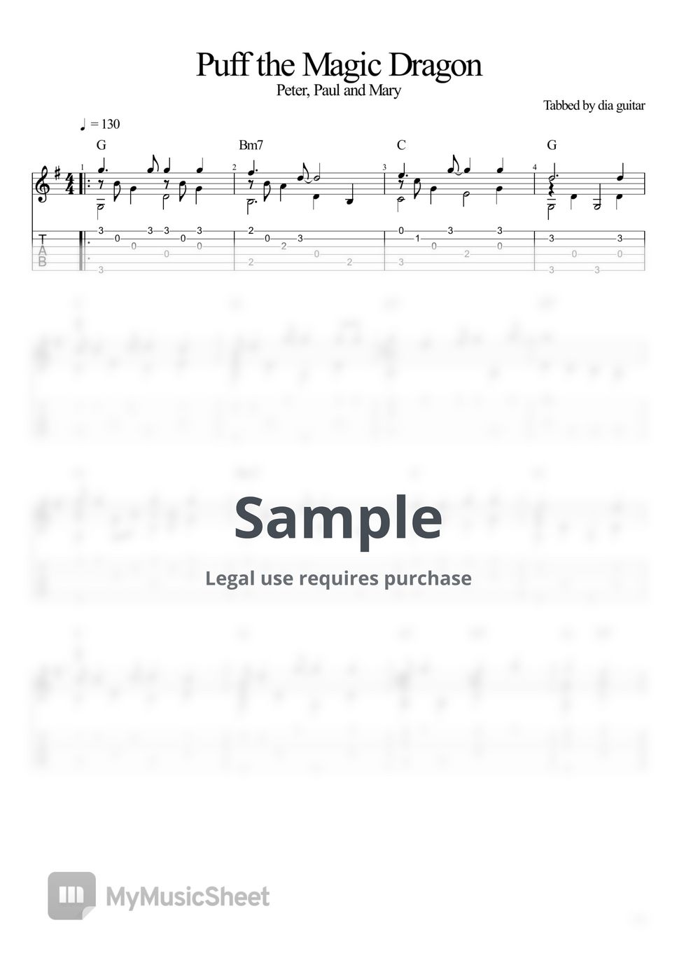 Peter, Paul and Mary - Puff, the Magic Dragon Sheets by Peter, Paul and ...