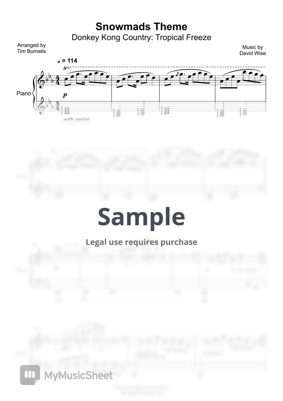 Donkey Kong Country Returns - Snowmads Theme Sheets by Tim Burnelis