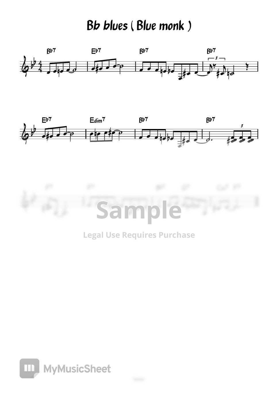 x - Blue monk ( Bb) Sheets by Jazzpianolover