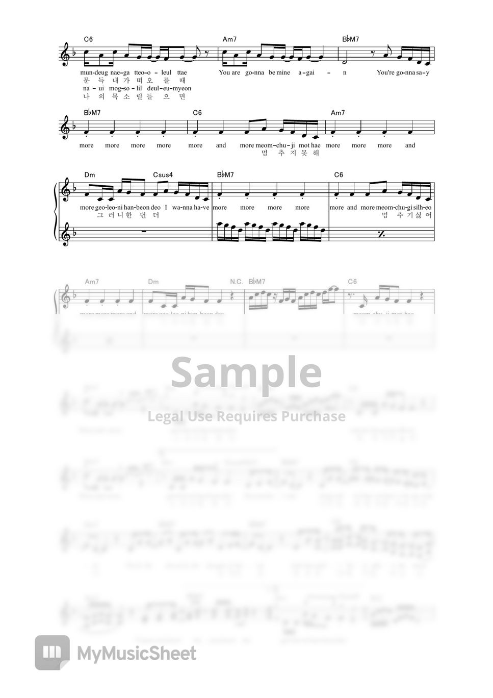 TWICE - MORE & MORE (Melody, Chords & Lyrics) Partitura by MNEK, Park ...