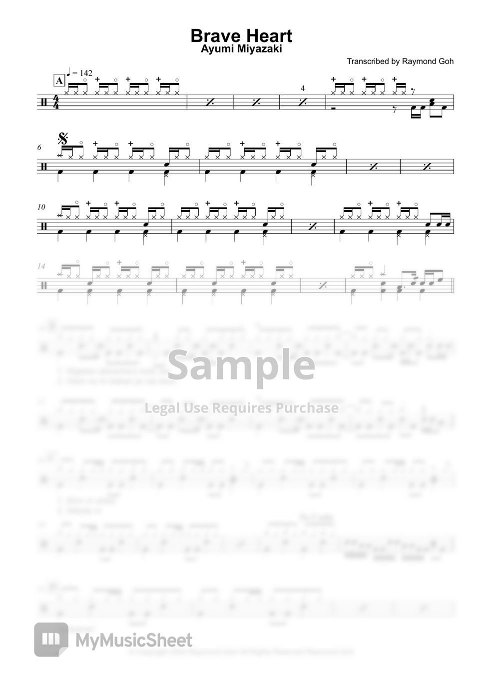 Ayumi Miyazaki - Brave Heart (Digimon Adventure) Sheet Music by Raymond Goh