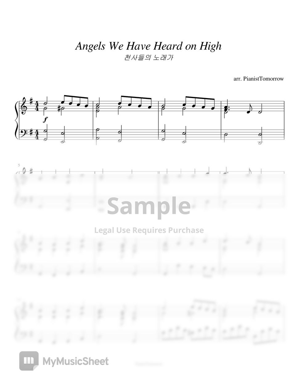 Christmas Song - Angels We Have Heard on High (Christmas Carol) Sheet ...