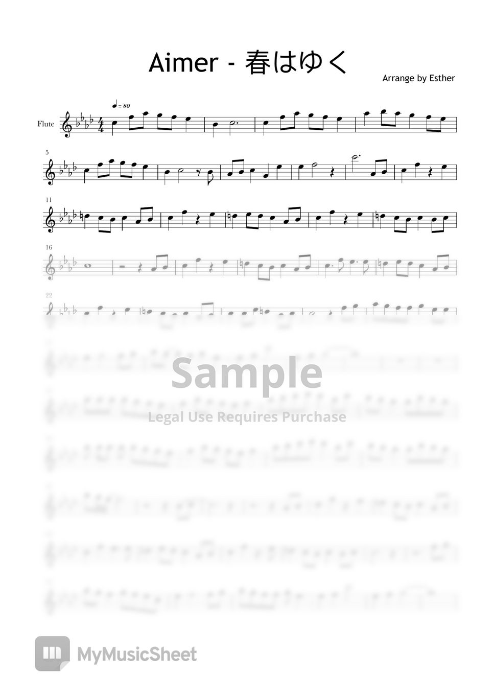 Fate/stay night [Heaven's Feel] - Aimer - 春はゆく Sheet Music by Esther