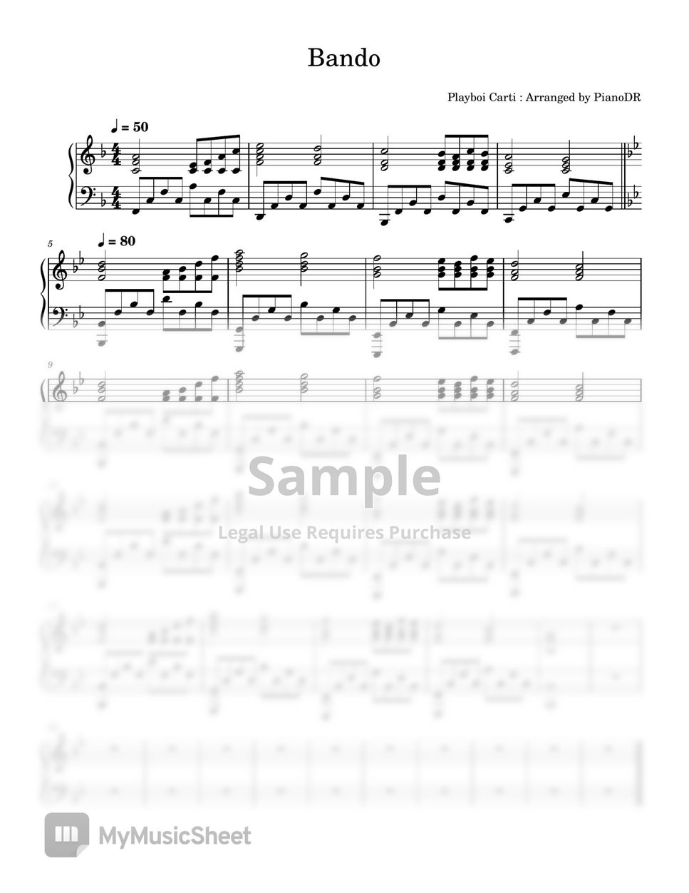 Playboi Carti - Bando Sheet Music by PianoDR