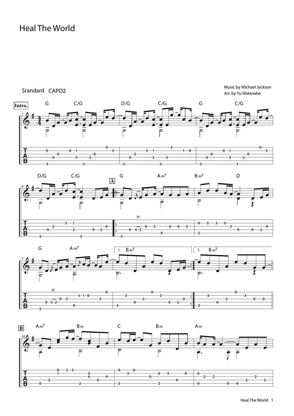 Michael Jackson - HEAL THE WORLD Sheets by Yu Watanabe