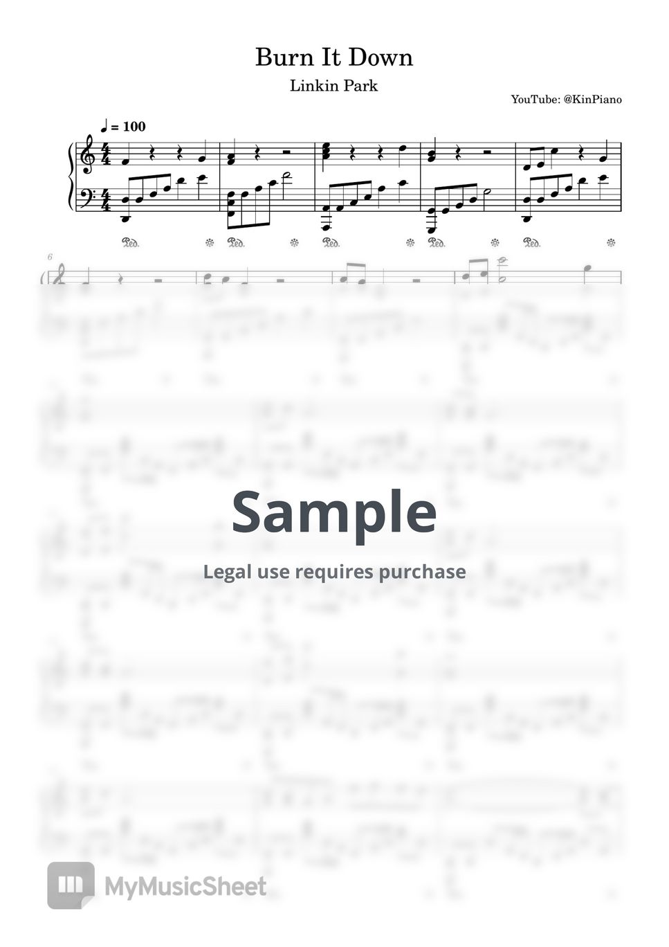 Linkin Park - Burn It Down Sheets by KinPiano