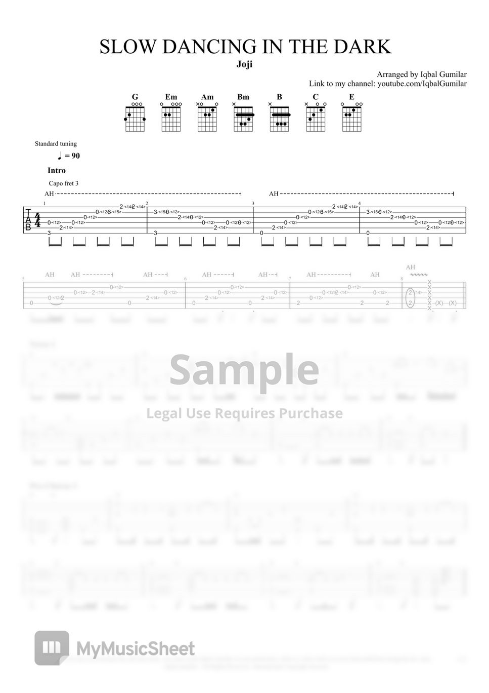 Joji - SLOW DANCING IN THE DARK 악보 by Iqbal Gumilar