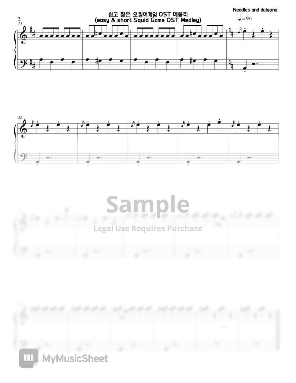 Squid game OST/BGM - Easy & Short 'Squid game' OST Medley (Easy) Sheet ...