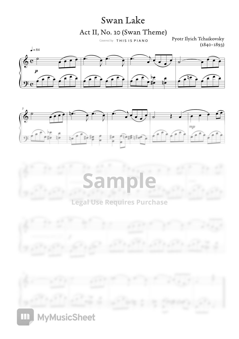 P.I.Tchaikovsky - Swan Lake (Act II, No.10 (Swan Theme)) Hoja by THIS IS PIANO