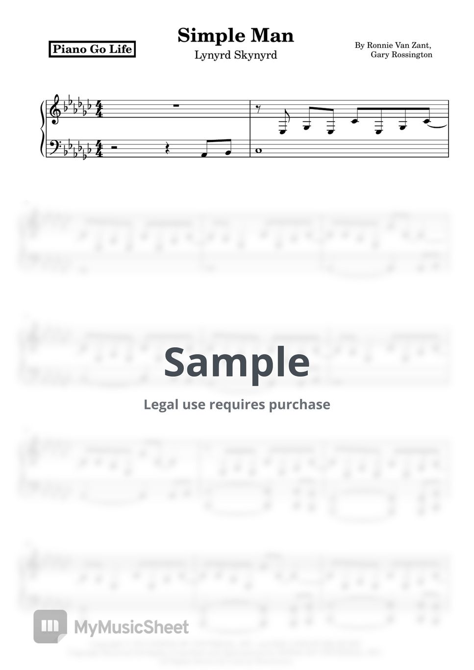 Lynyrd Skynyrd - Simple Man Sheet Music by Piano Go Life