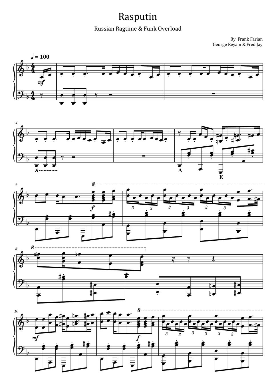 Frank Farian / George Reyam & Fred Jay - Rasputin (Russian Ragtime ...