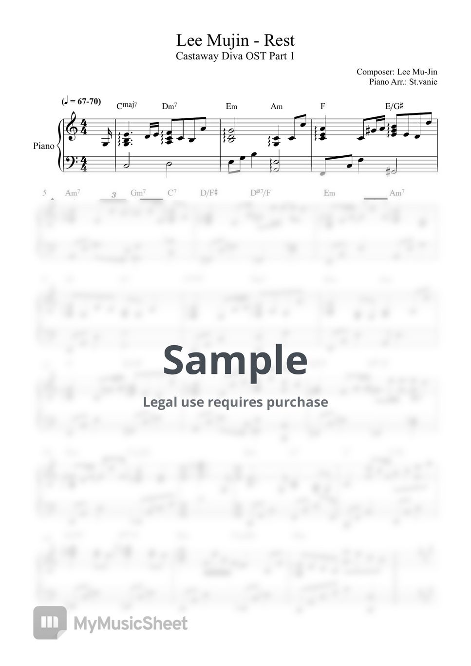 Lee Mujin - Rest 쉼표 (Castaway Diva 무인도의 디바 OST Part 1) Sheets by St.vanie