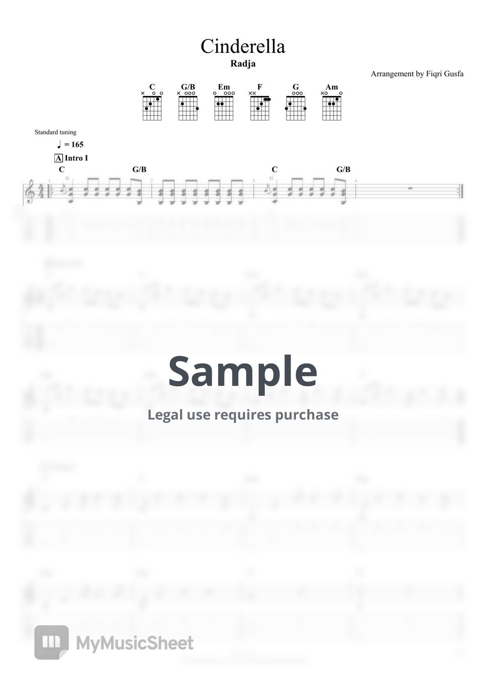 Radja - Cinderella 樂譜 + 單線譜 by Fiqri Gusfa