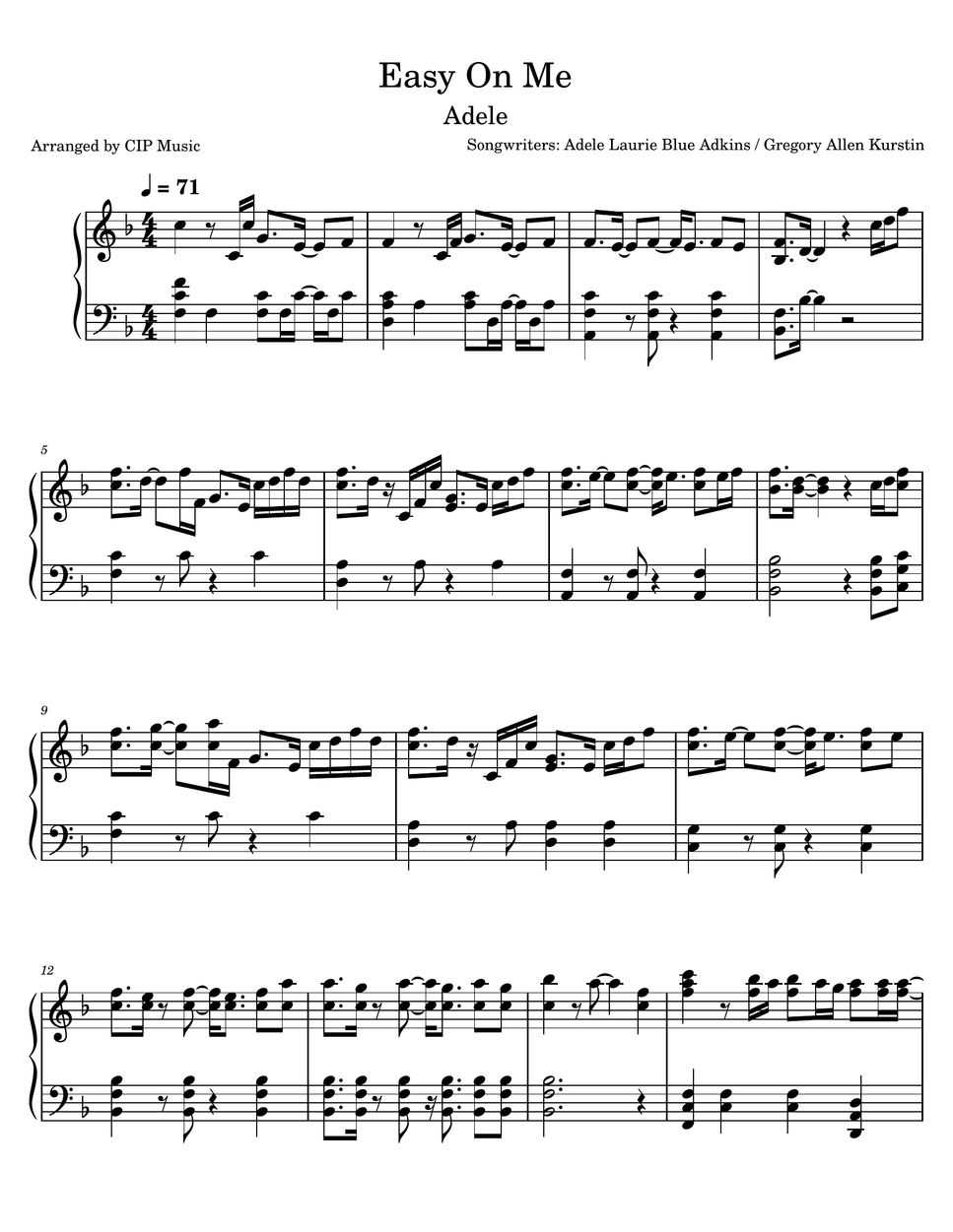 Adele - Easy On Me Sheet by CIP Music
