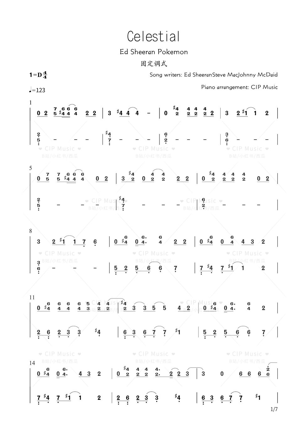 Ed Sheeran - Celestial (3 versions) Sheet by CIP Music