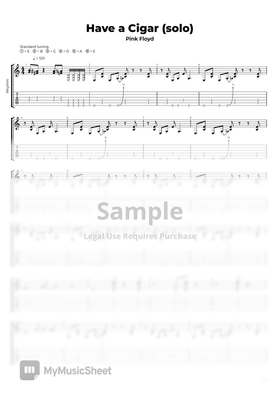 Pink Floyd - Have A Cigar Solo Sheets by Nikola Gugoski