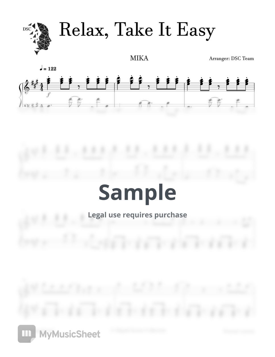 MIKA - Relax, Take It Easy Sheets by Digital Scores Collection