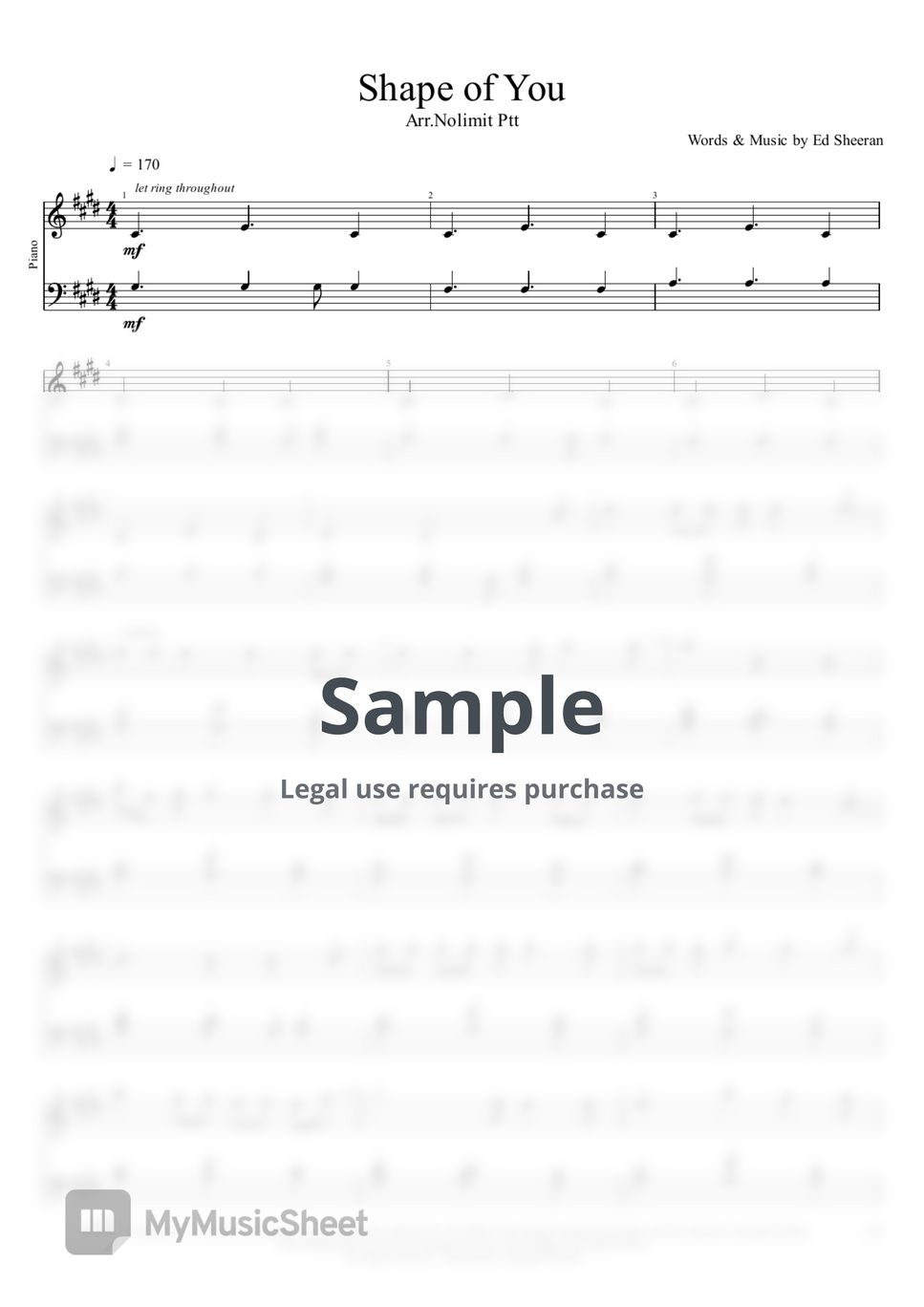 Ed_Sheeran - Shape_of_You (Piano) Sheet Music by Nolimit Ptt