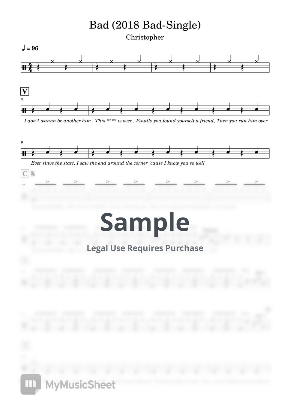 Christopher - Bad Sheet Music by drumboy