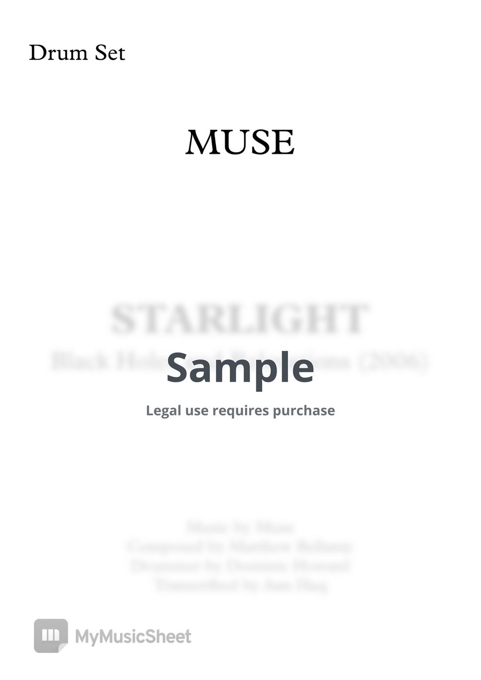 Muse - Starlight Sheets by Matthew Bellamy