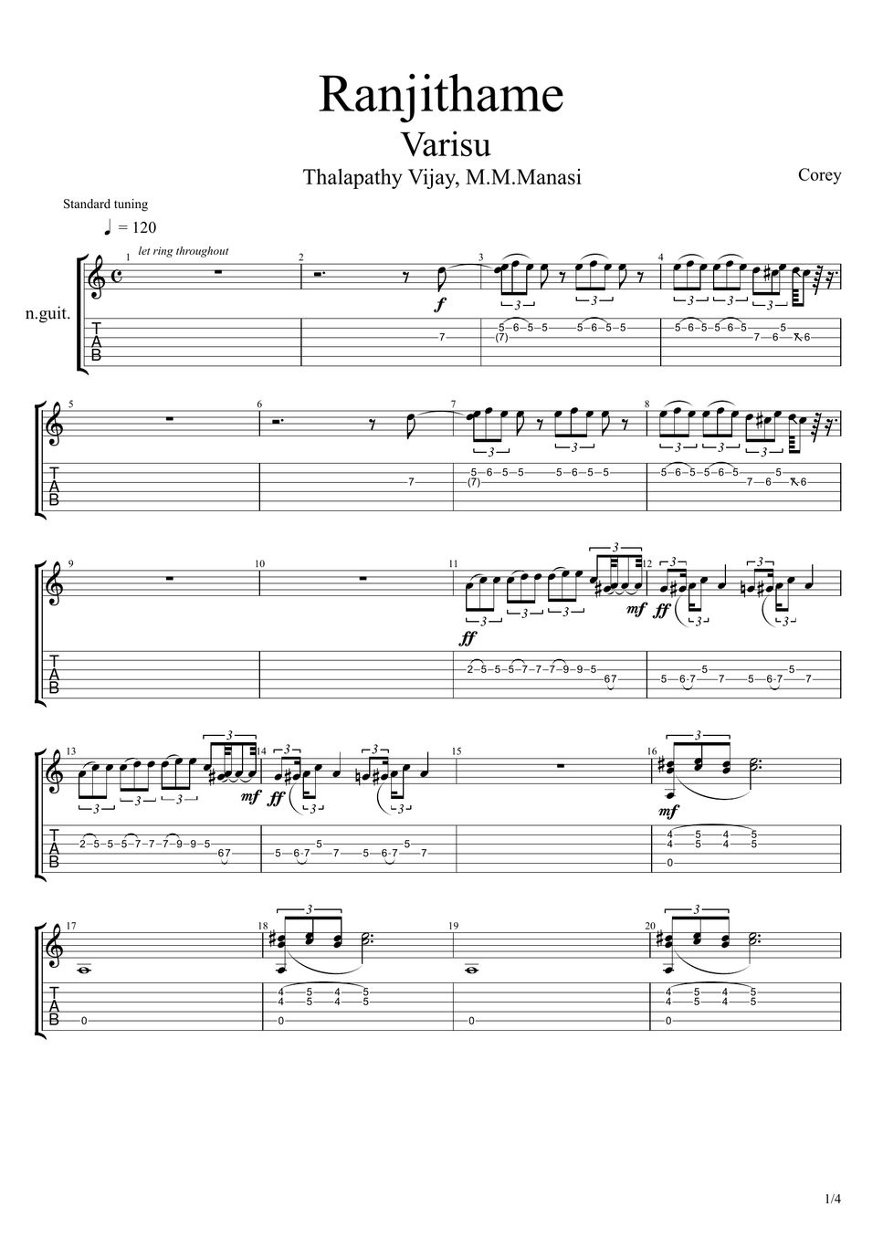 Thalapathy Vijay - Ranjithame (Ranjithame - Varisu Lyric Song Gutiar ...