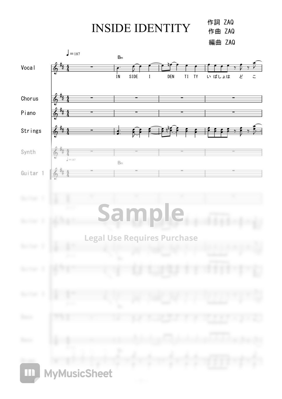 Black Raison d'etre - INSIDE IDENTITY (バンドスコア) 六线谱+单谱 by 二次元楽譜製作所