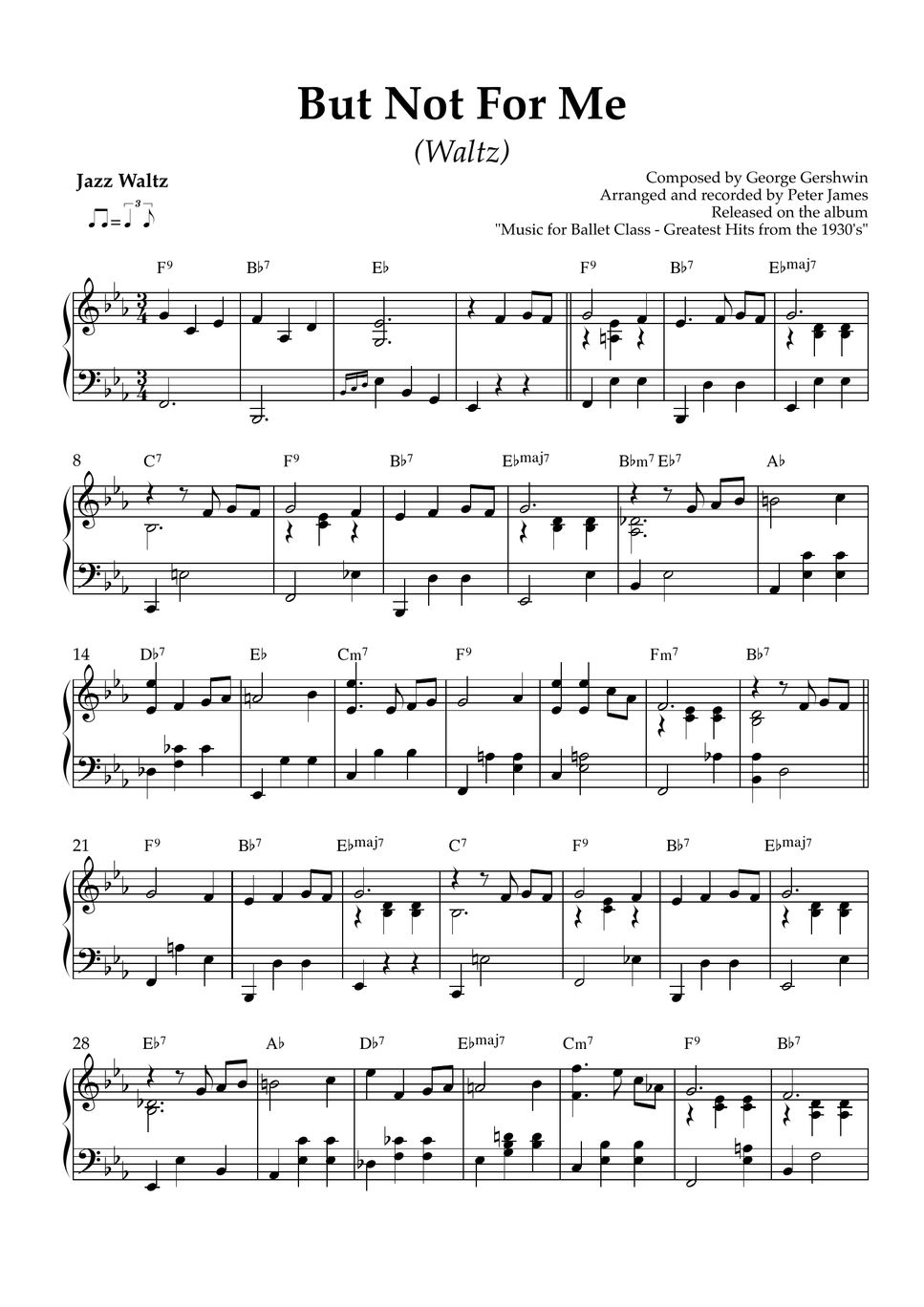 Gershwin - But Not For Me (Waltz) Sheet by Peter James
