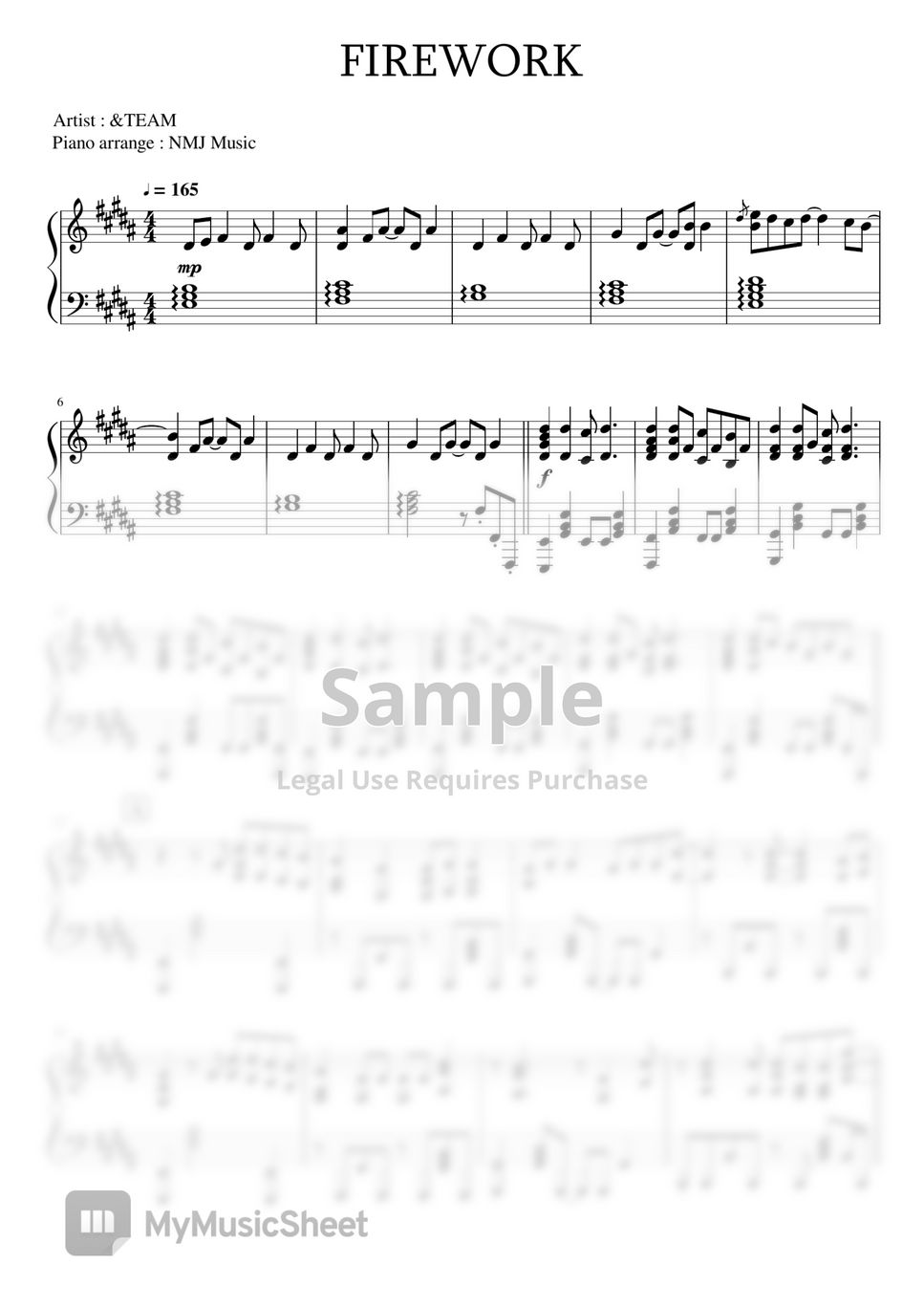 &TEAM - FIREWORK Sheets by NMJ Music