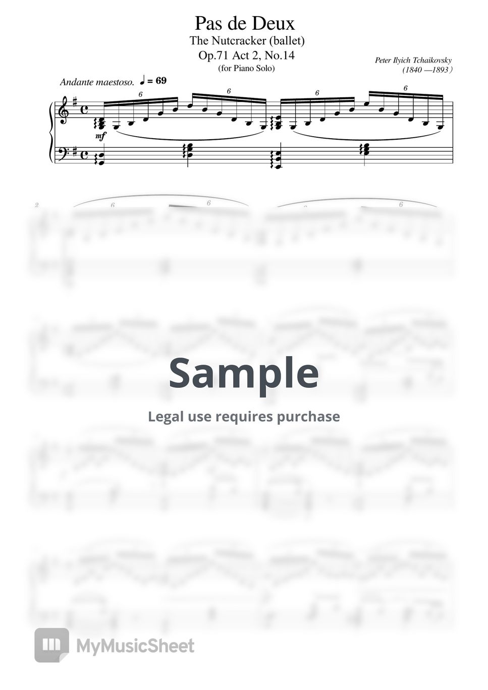 Peter Ilyich Tchaikovsky - Pas de Deux - The Nutcracker (ballet), Op.71 Act 2, No.14 ((Arr ...