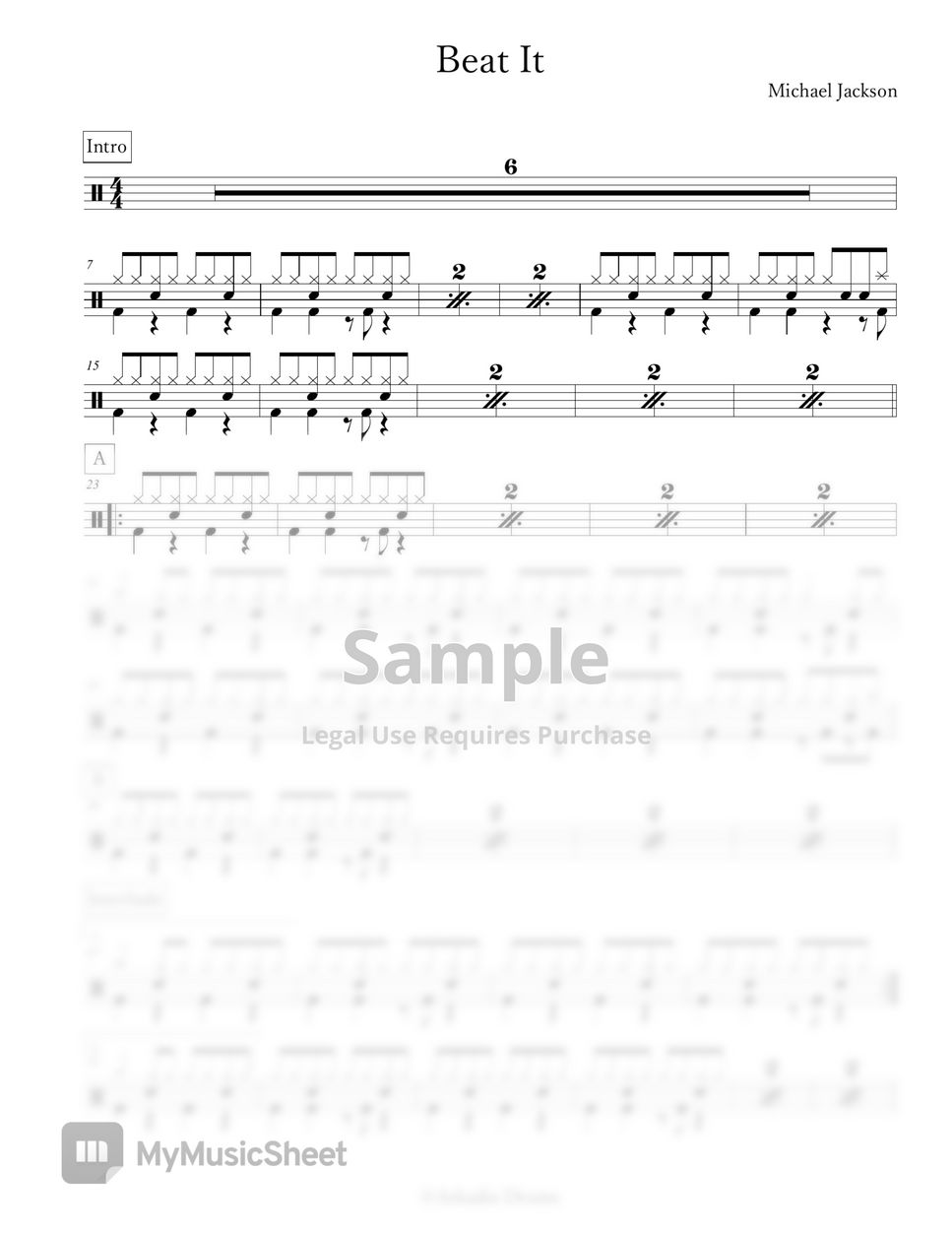 Michael Jackson - Beat It Sheets by Arkadia Drums