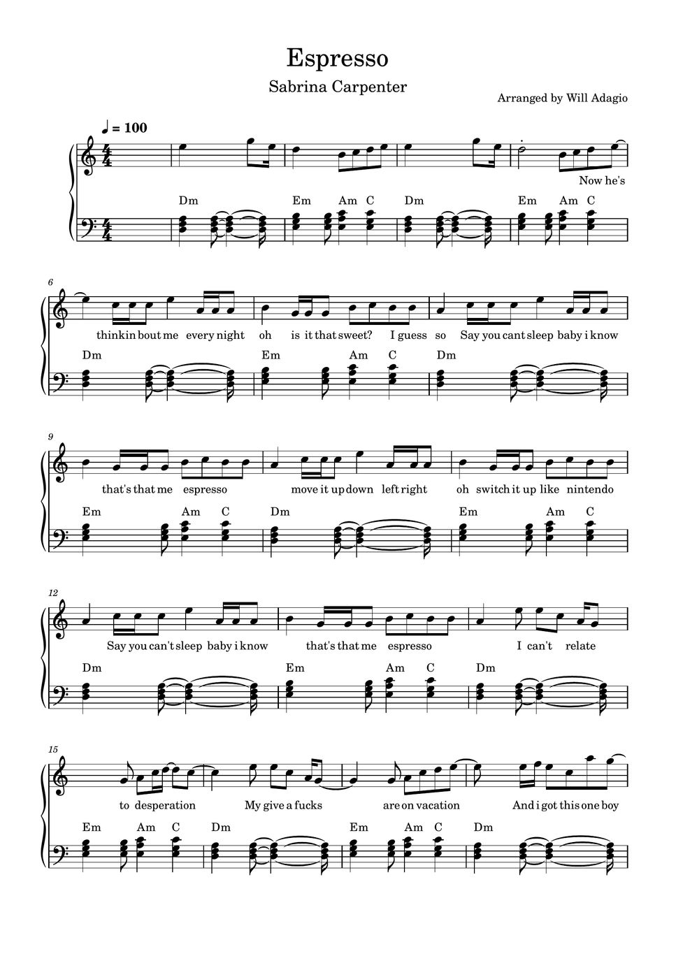 Sabrina Carpenter - Espresso Sheet Music by Will Adagio