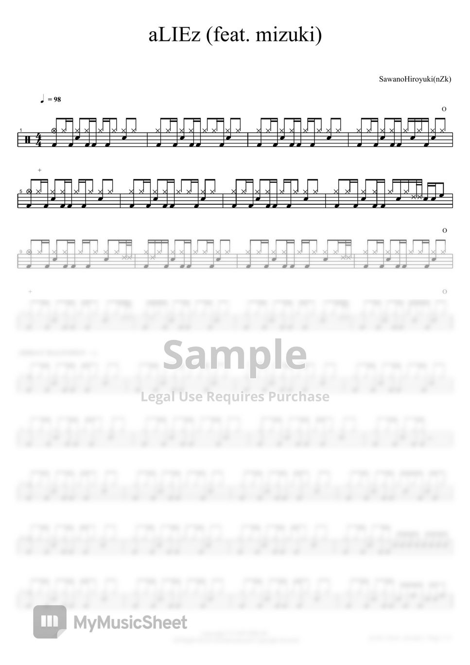 SawanoHiroyuki(nZk) - aLIEz (feat. mizuki) Sheets by COPYDRUM