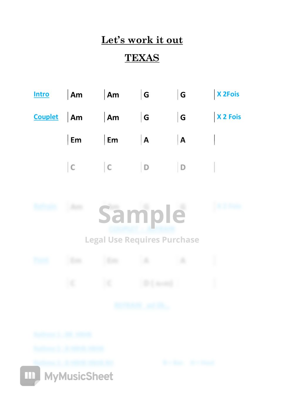 Texas - Let's work it out Sheet by Accords et rythme pour guitare ...