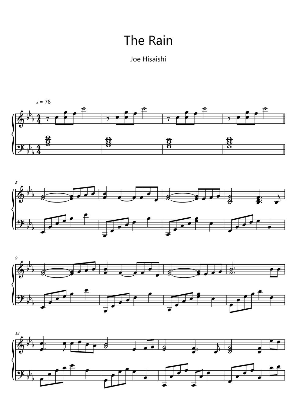 久石譲 (Joe Hisaishi) - The Rain (From "Kikujiro") (Sheet Music, MIDI,) 악보 by sayu