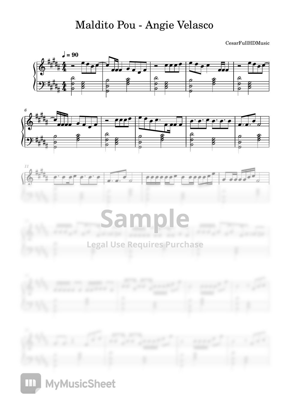 Angie Velasco - Maldito Pou Sheet Music