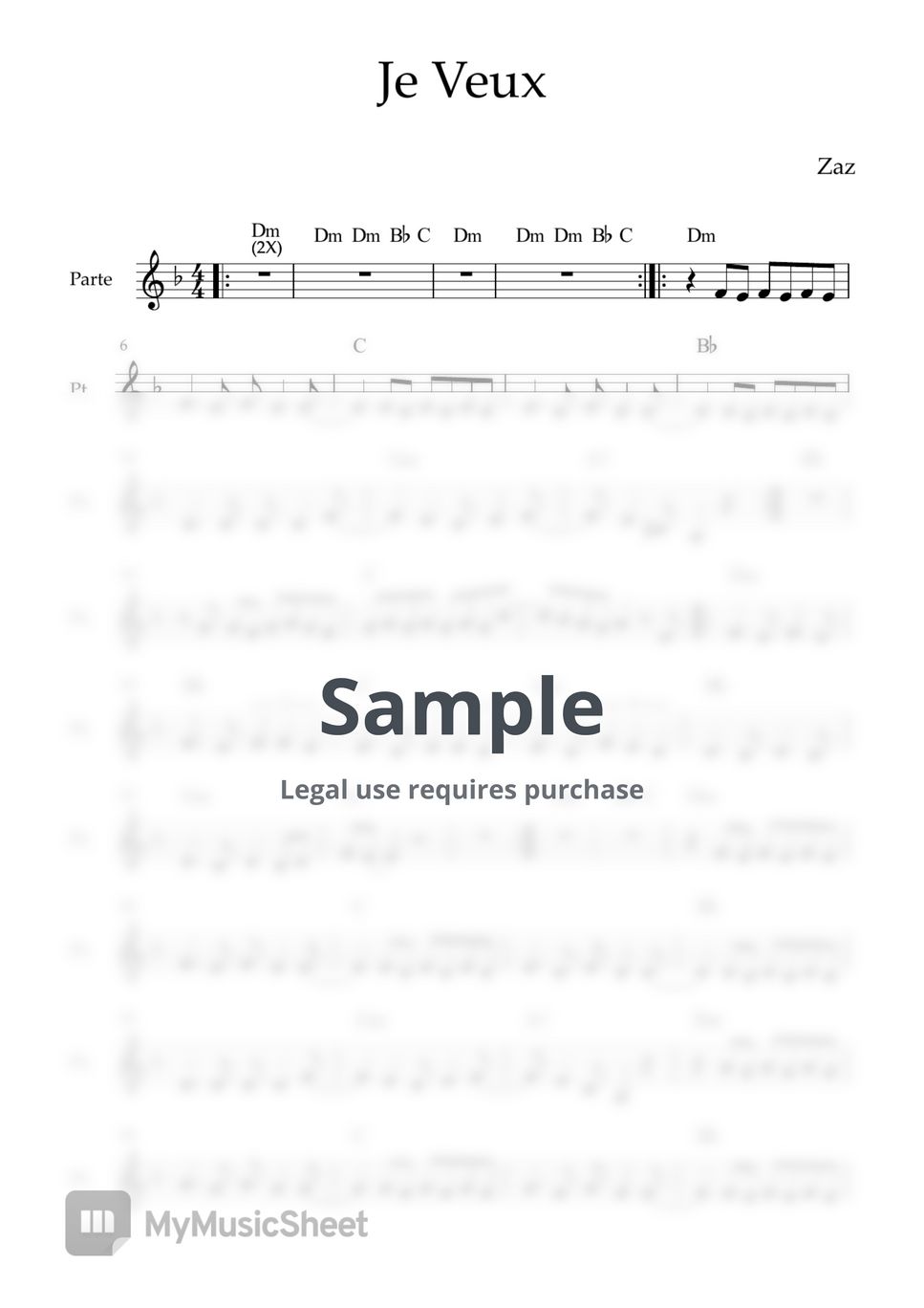 Zaz - Je Veux 악보 by Hugo Uriel
