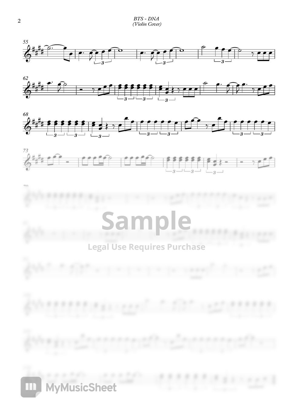 BTS (방탄소년단) - DNA [Violin] Sheet Music
