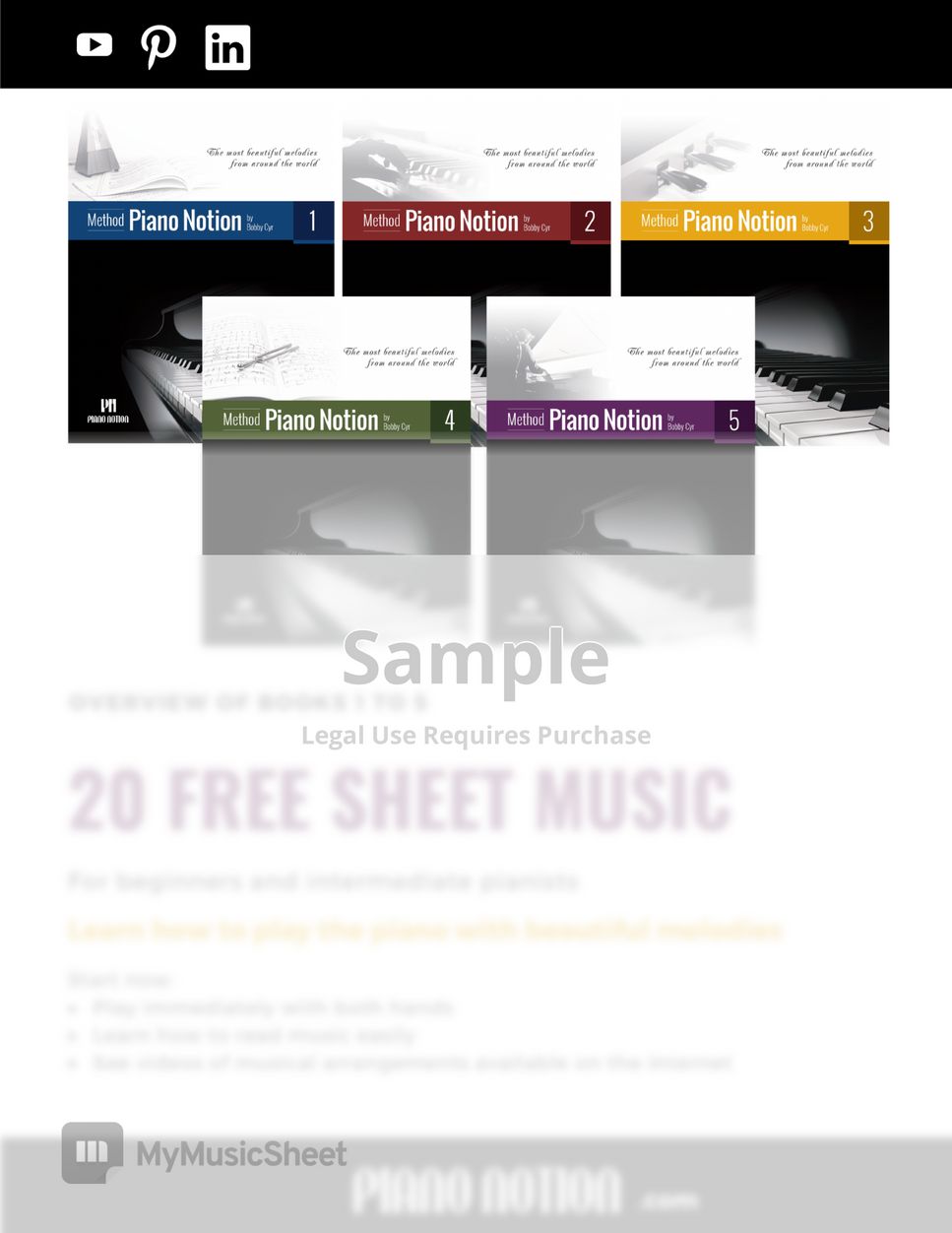 Bobby Cyr - Piano Method - 20 Free Piano Sheets (ENGLISH) 악보 by Piano ...