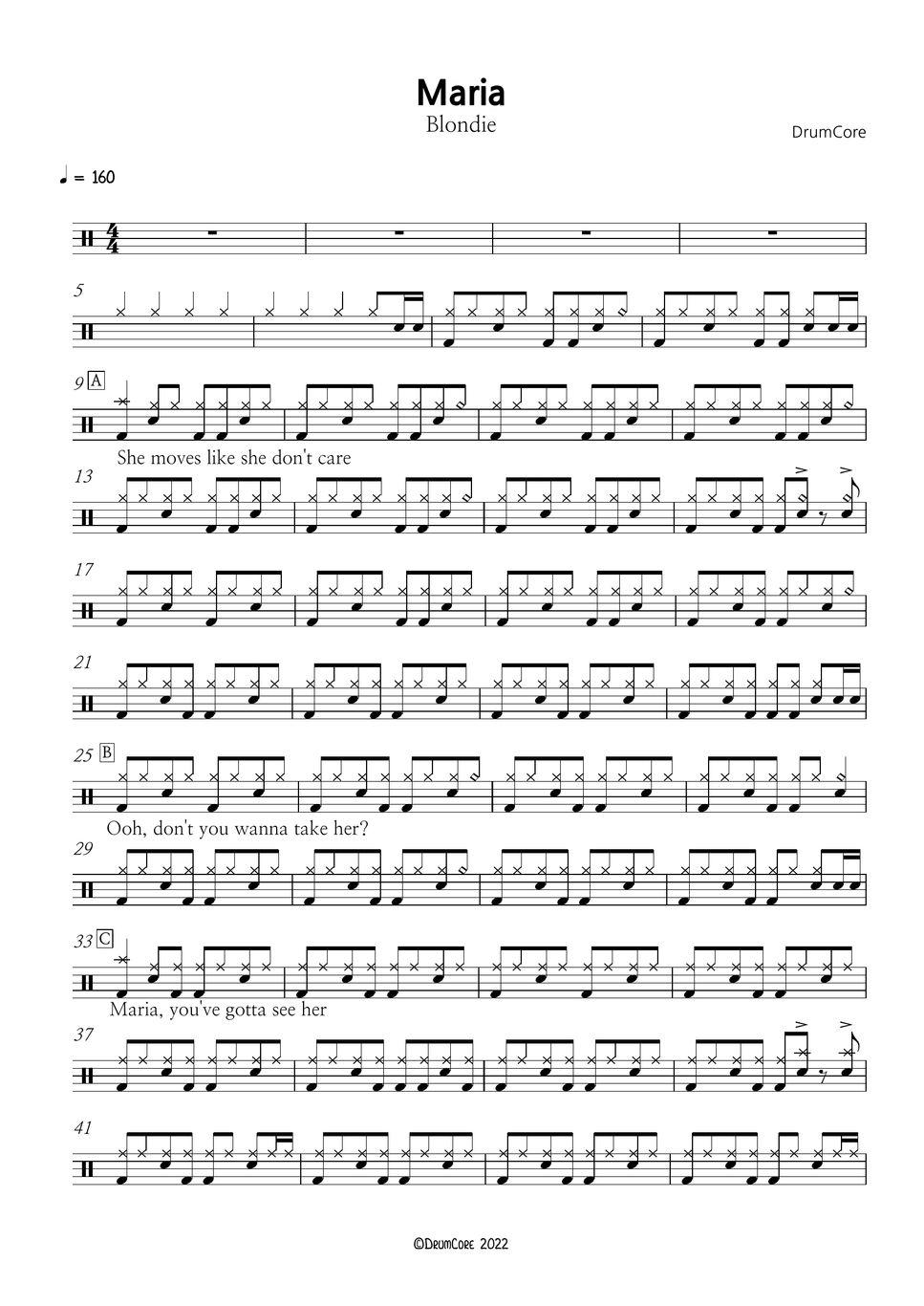 Blondie - Maria Sheets by DrumCore