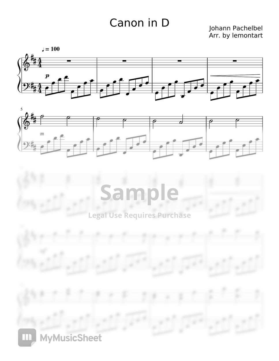 Johann Pachelbel - Canon in D Sheets by Johann Pachelbel