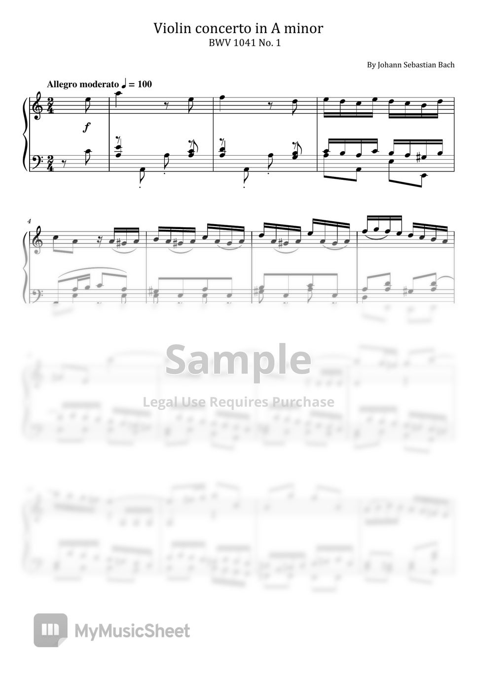 Johann Sebastian Bach - Violin Concerto in A minor - BWV 1041 No.1 (For ...