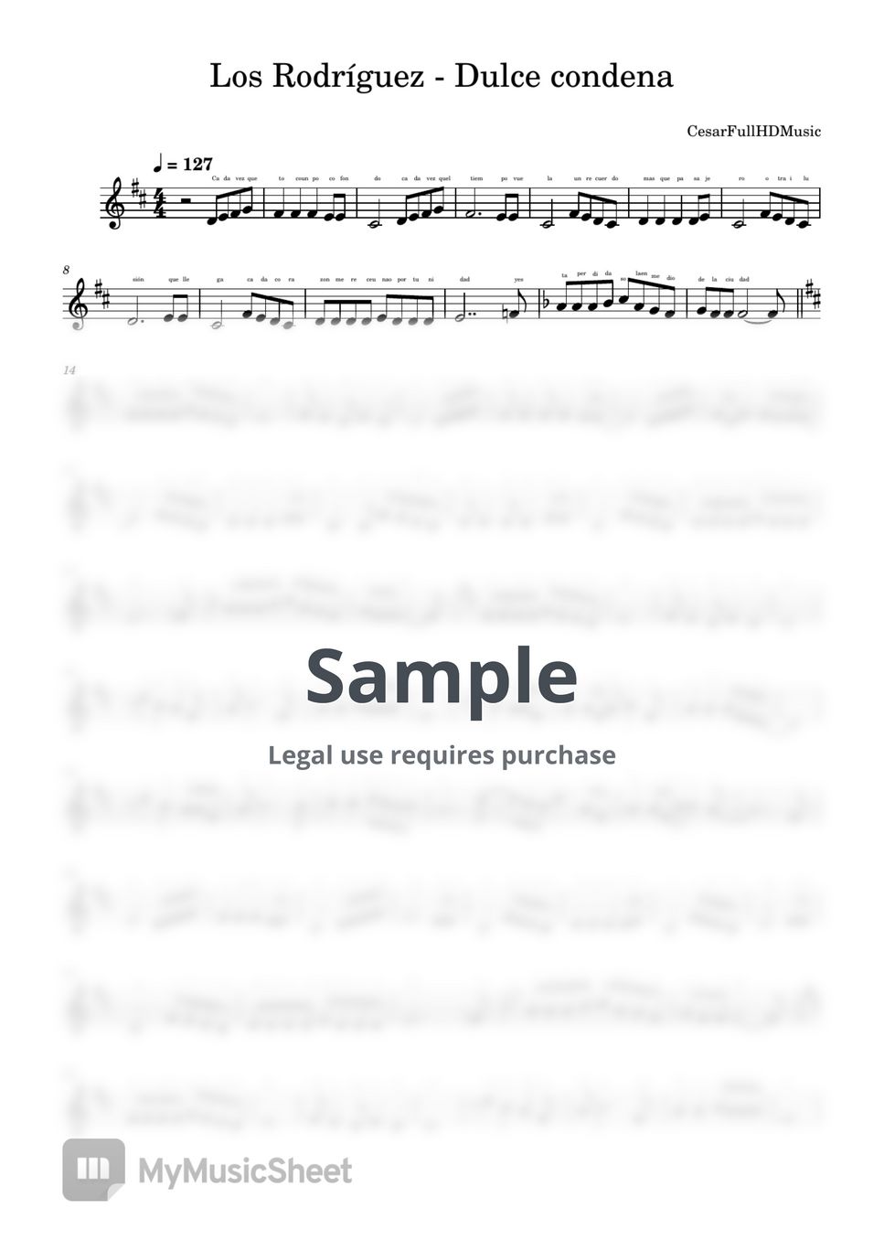 Los Rodríguez - Dulce condena Sheet Music