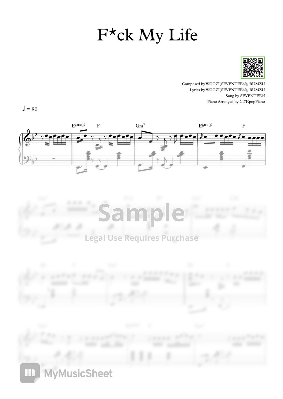 SEVENTEEN - F*ck my life Bladmuziek by 247KpopPiano