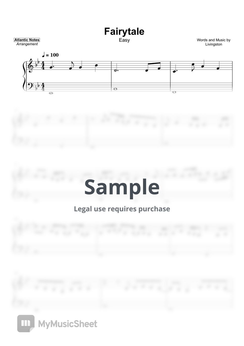 Livingston - Fairytale Sheet Music by Atlantic Notes