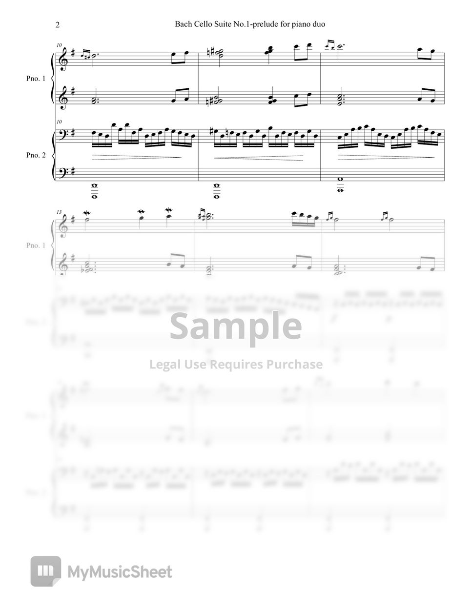 Bach Cello Suit N1prelude Sheets